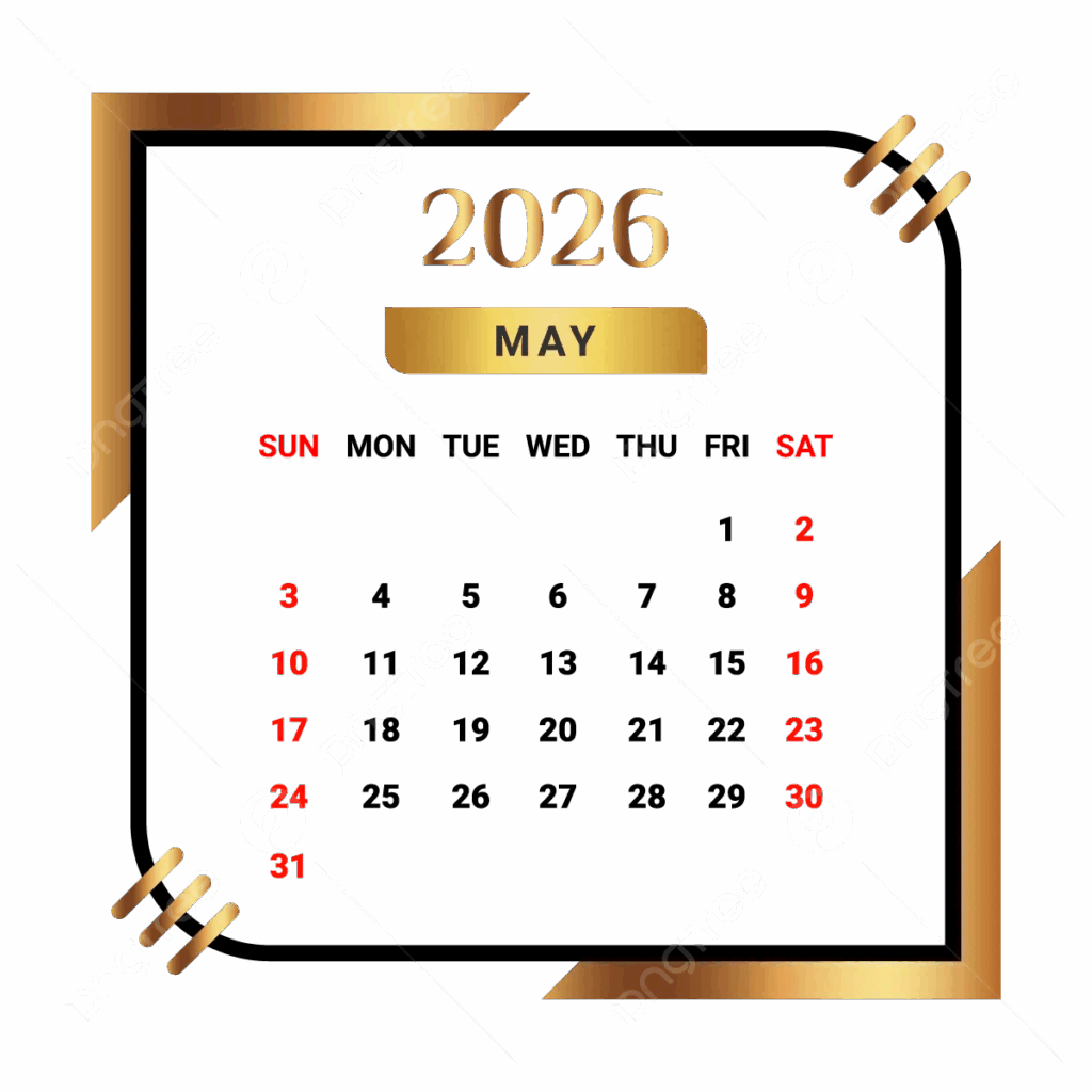 May 2026 Calendar Clip Art - Free Printable Calendar