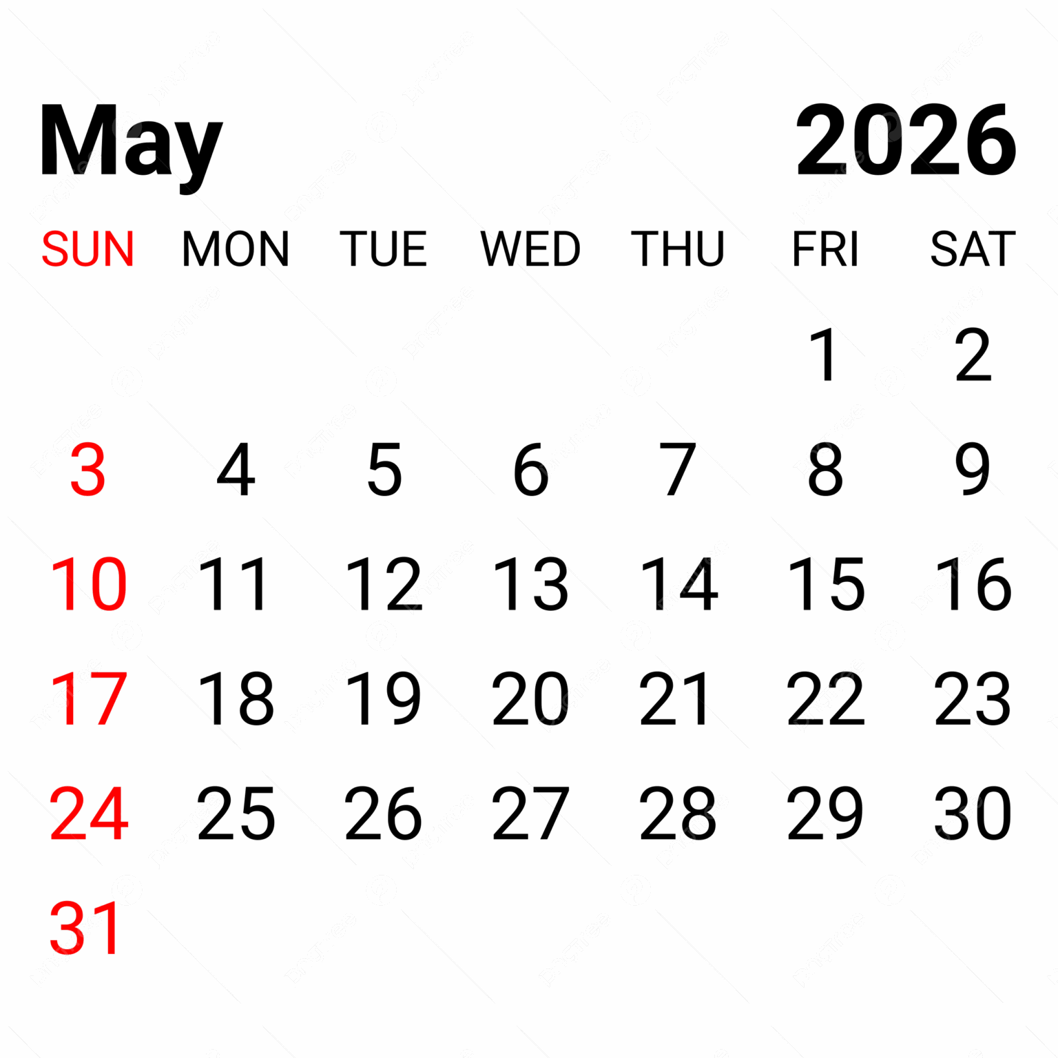 May 2026 Calendar Transparent Background - Free Printable Calendar