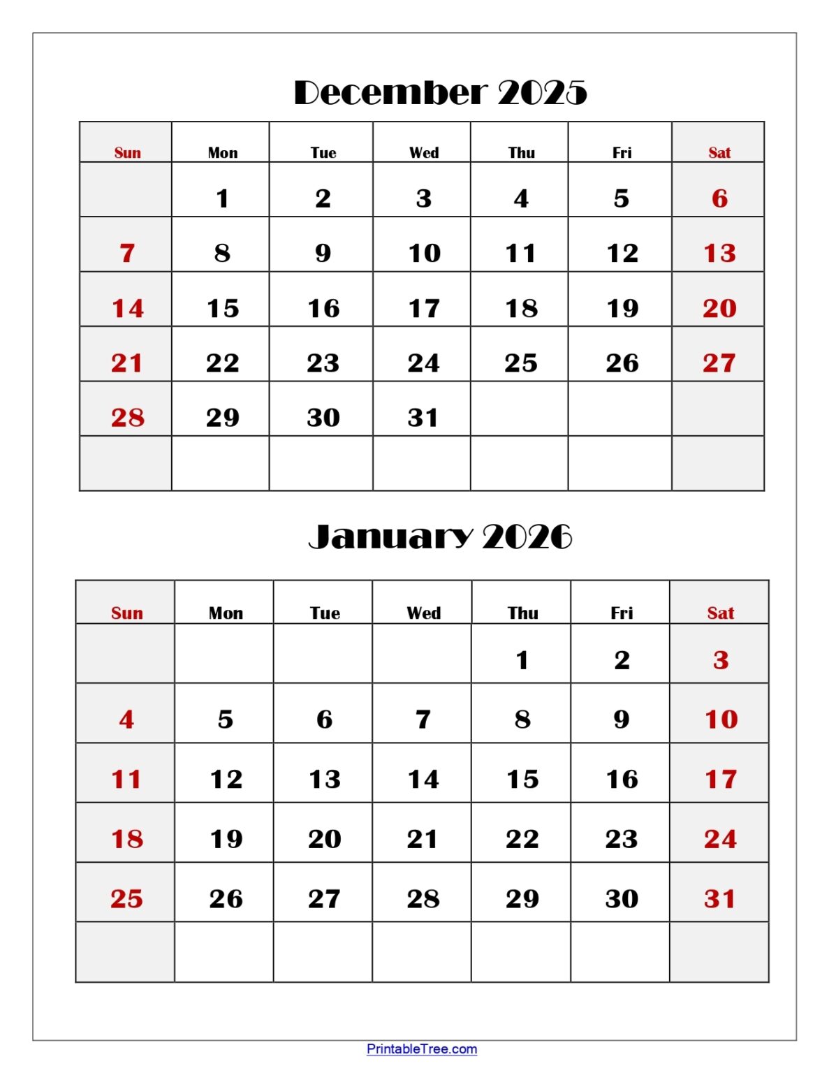 Printable Calendar November December 2026 January 2026 - Free Printable ...