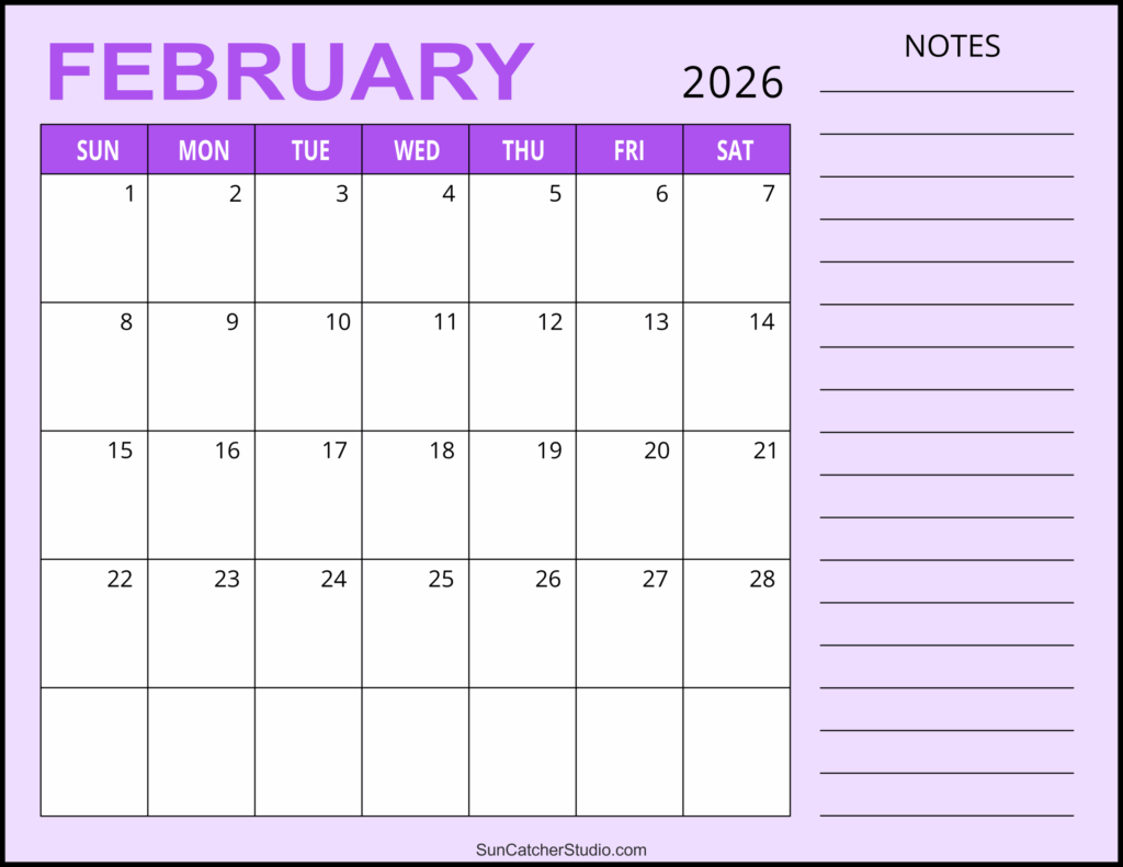 February 2026 Calendar Editable Template - Free Printable Calendar