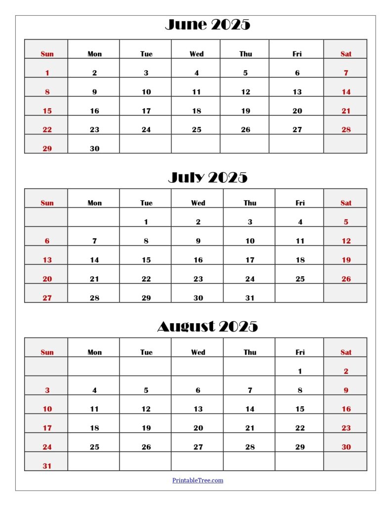 Calendar August 2023 – June 2025 - Free Printable Calendar