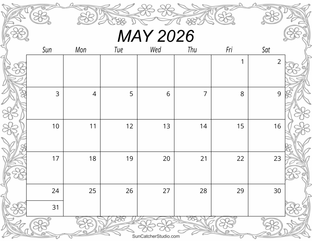 May 2026 Calendar Coloring Page - Free Printable Calendar