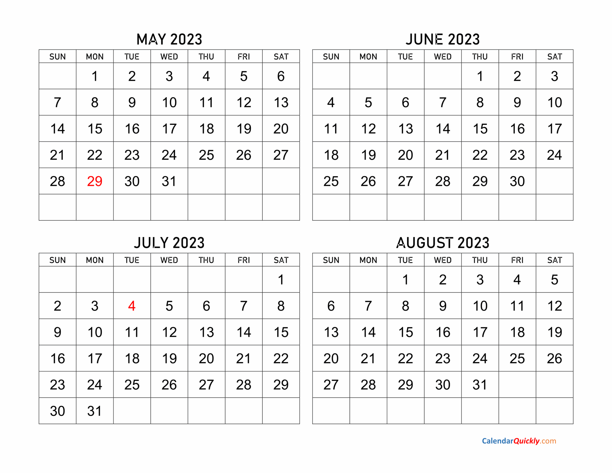 August 2023 To May 2026 Calendar Printable - Free Printable Calendar