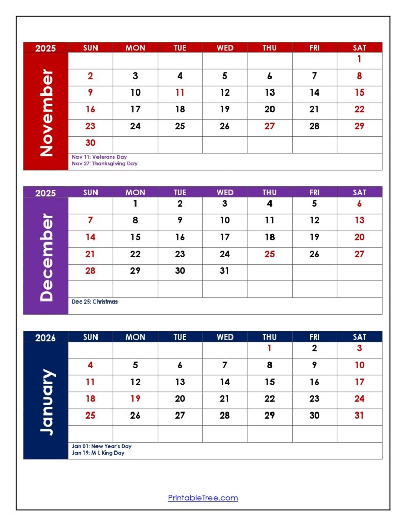 Printable Calendar November December 2023 January 2026 - Free Printable ...