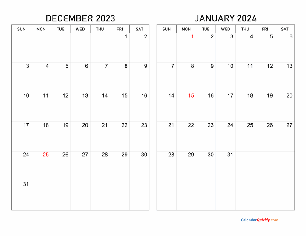 December 2023 January 2026 Calendar - Free Printable Calendar
