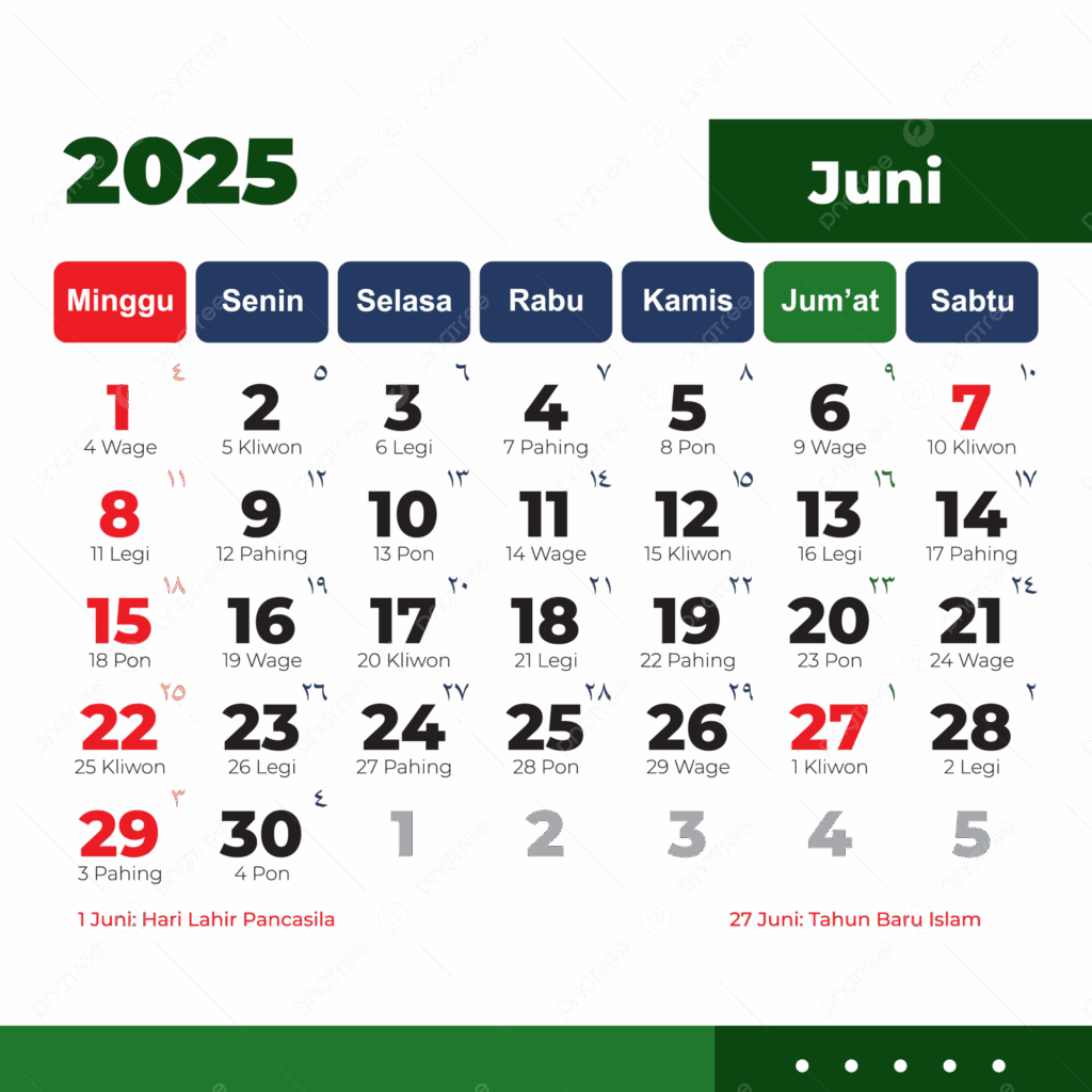 June Islamic Calendar 2025 - Free Printable Calendar