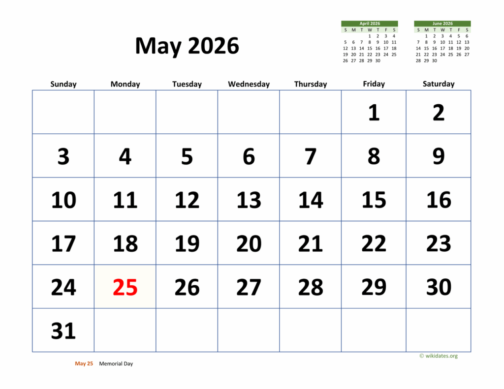 May 20 Calendar 2026 - Free Printable Calendar